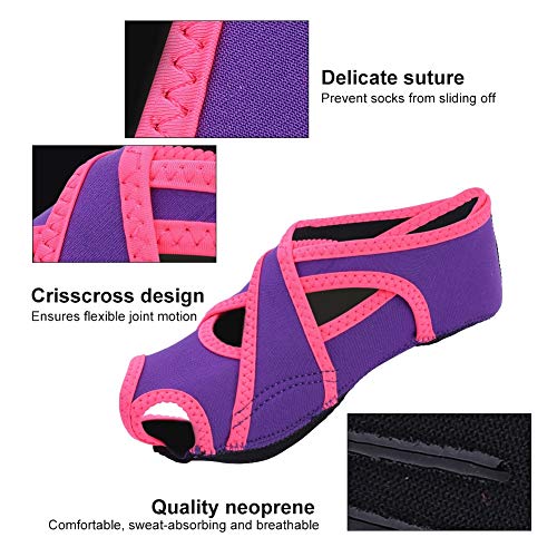 Dioche Yoga Socks for Women, Anti-Skid Training Toeless Half Toe Shoes Socks for Yoga Pilates Ballet Dance(M-)