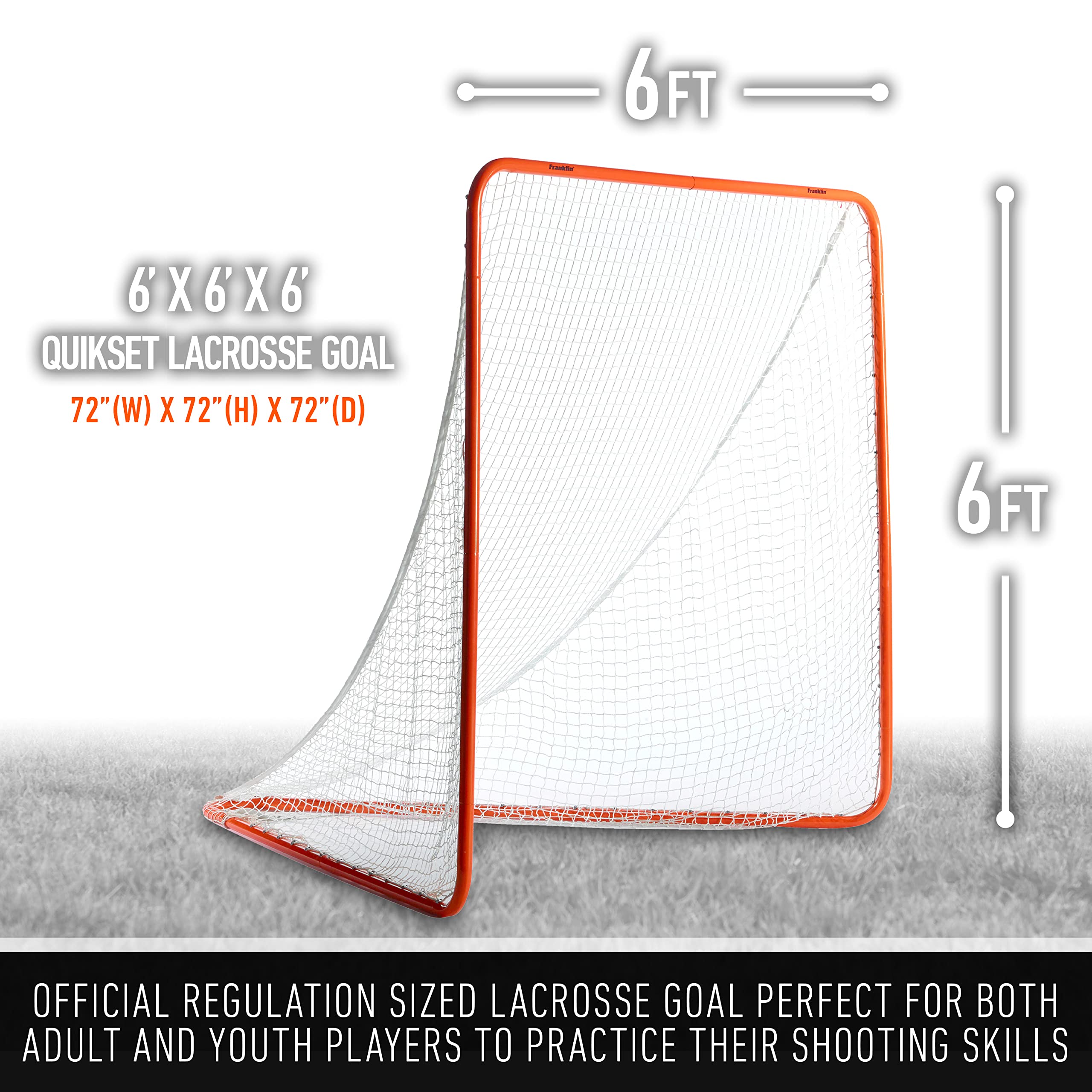 Franklin Sports Official Size Lacrosse Goal - Portable Steel Backyard Lacrosse Net for Kids + Adults - Lacrosse Training Equipment - 72" x 72"