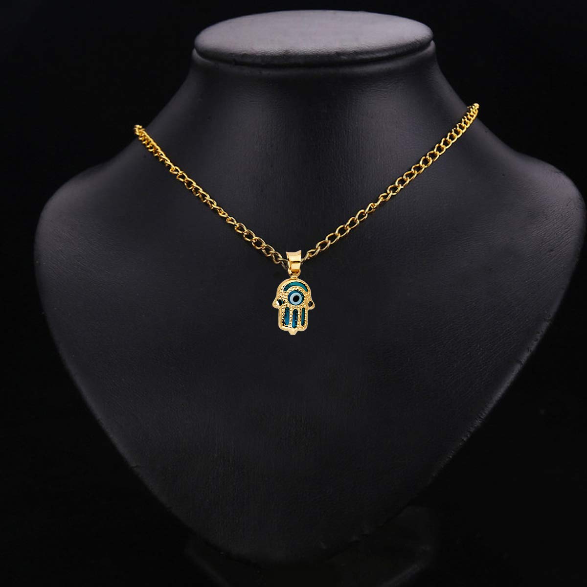 TGDJ 14k Yellow Gold Evil Eye Hamsa Hand Pendant