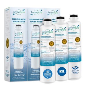 arrowpure fits da29-00020b samsung refrigerator water filter replacement, haf-cin/exp water filters for refrigerators rf28hmedbsr, rwf0700a, rf4287hars, rf263beaesr, da97-08006a, rf28hfedbsr 3-pack