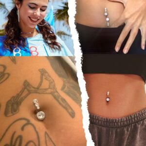 OUFER 316L Surgical Steel Belly Button Rings Clear CZ Navel Rings Belly Rings Belly Piercing