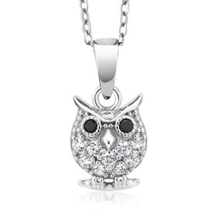 gem stone king 925 sterling silver owl pendant necklace for women jewelry gifts with 18 inch chain