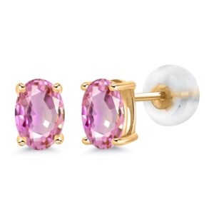 gem stone king 14k gold gemstone birthstone oval stud earrings | oval 6x4mm | gold earrings for women