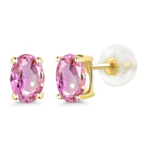 Gem Stone King 14K Gold Gemstone Birthstone Oval Stud Earrings | Oval 6X4MM | Gold Earrings for Women