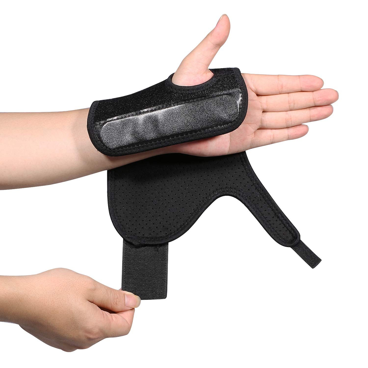 Walfront Wrist Brace Left Hand Adjustable Wrist Splint Brace Carpal Tunnel Breathable Neoprene Night Sleep Splint Brace 9'' Wrist Belt Band for Workout Fitness Injury Recovery Prevention