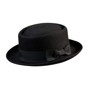 pork pie hat for men/women wool felt fedora boater porkpie flat top derby black