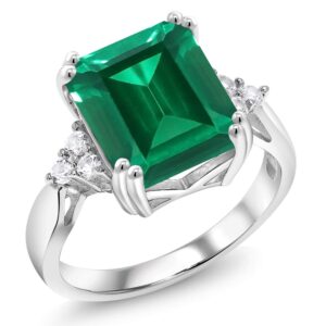 gem stone king 925 sterling silver 12x10mm emerald cut gemstone birthstone engagement ring | wedding anniversary promise ring for women | available in size 5, 6, 7, 8, 9