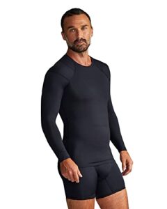 tommie copper men's pro-grade shoulder support shirt i upf 50, breathable, long sleeve compression shirt for upper body & posture support - black - medium