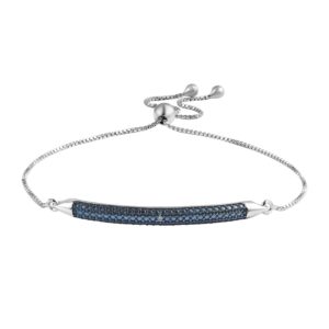 shop lc blue diamond bar bolo bracelet for women 925 sterling silver platinum plated adjustable i3 clarity birthday gifts for women