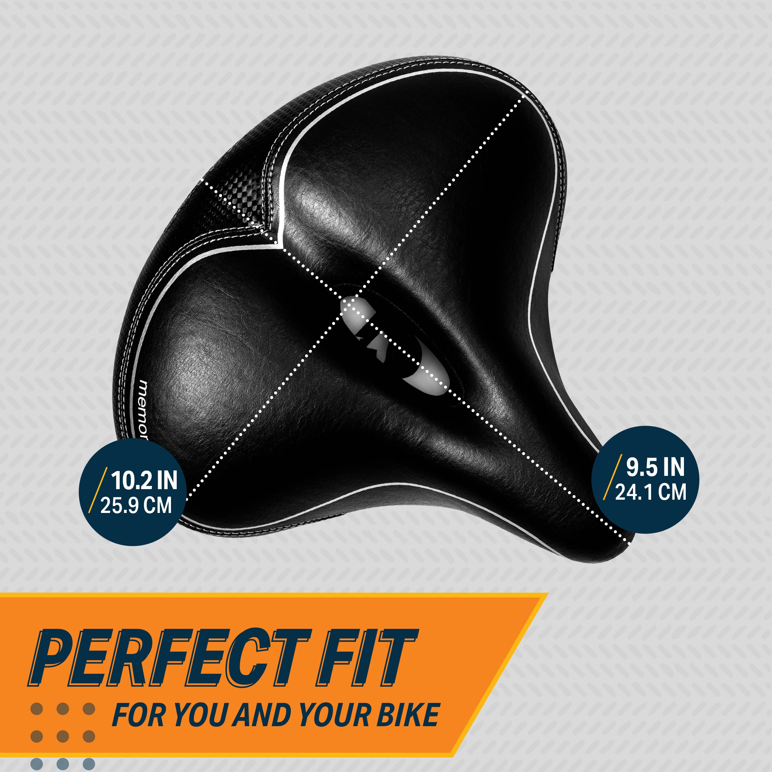 Bikeroo Bike Seat for Men & Women - Soft Padded 9.5" Extra Wide Bicycle Seat Replacement for MTB Mountain, Schwinn, BMX, Peloton, Stationary Exercise Bike - Memory Foam Bike Saddle