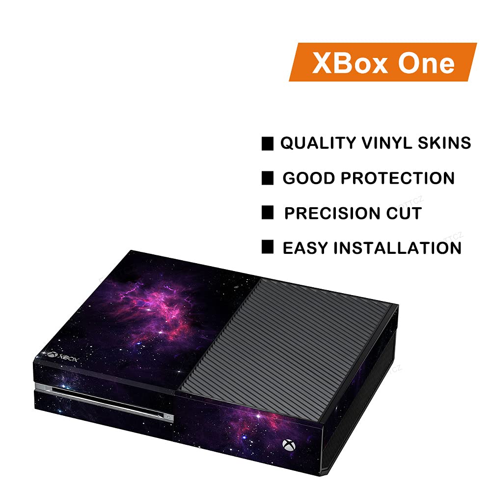 FOTTCZ Whole Body Vinyl Skin Sticker Decal Cover for Microsoft Xbox One Console Black&Purple Galaxy Nebular