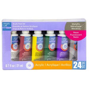 michaels metallic & neon acrylic paint set by artist's loft™