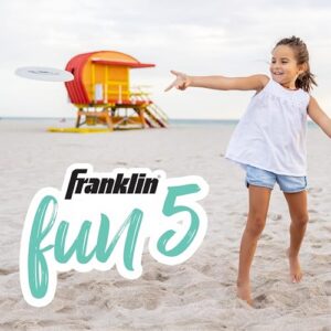 Franklin Sports Fun 5 Combo Outdoor Game Set - Backyard, Beach + Camping Games for Kids - Badminton, Volleyball, Flip Toss, Flying Disc - Horseshoes or Ring Toss