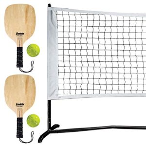 franklin sports pickleball net set outdoor portable pickleball court net - (2) paddles + (2) pickleballs - half court set