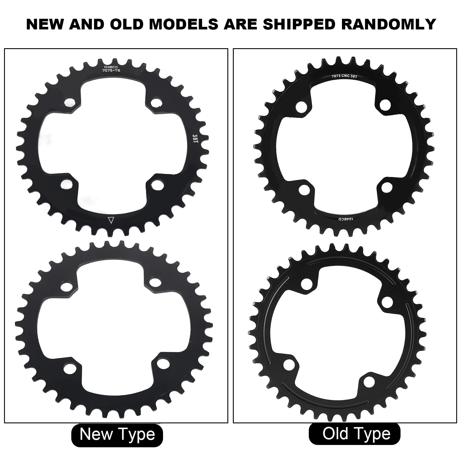 Alomejor Bike Chain Ring 32/34/36/38T BCD 104 Mountain Bike Steel Single Crank Chain Ring Repair Parts for Outdoor Cycling(38T Black)