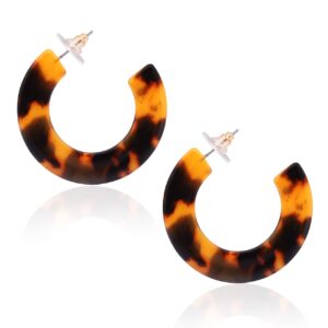 hswe leopard hoop earrings for women tortoise shell earrings acrylic earrings resin earrings (tortoise shell)