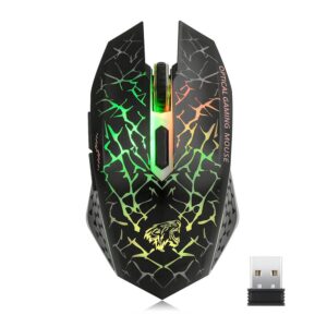 uciefy q8 wireless gaming computer mouse, 2.4ghz usb optical rechargeable ergonomic led wireless silent mouse, 3 adjustable dpi, 6 buttons, compatible with pc, laptop, notebook, desktop (black)