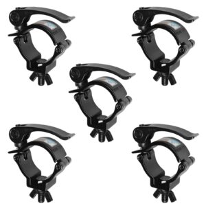 5 pack 2 inch dj stage lighting clamps truss clamp heavy duty 220 lbs for moving head light par light spotlight fit 48-51mm od tubing/pipe, quick release, quick lock, threaded bolt: 10mm