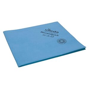 vileda professional - micronquick(blue) microfiber cleaning cloth - reusable - easy wring, streak-free, no-lint - commercial grade - environmentally friendly - 5 pack - blue