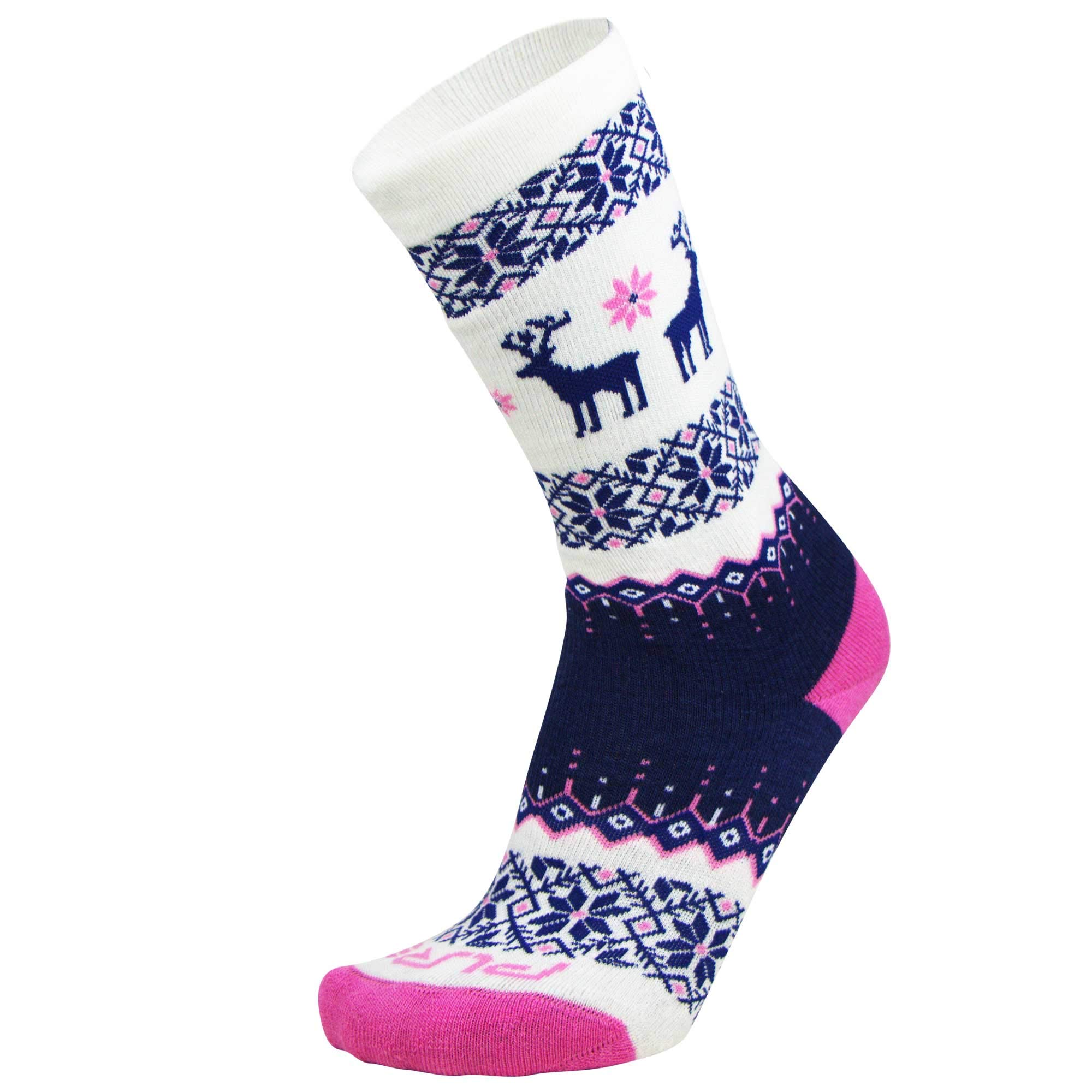 Pure Athlete Kids Merino Wool Ski Socks – Snow Sock for Boys, Girls, Children – Snowboard (1 Pair - Navy/Pink/White, S/M)