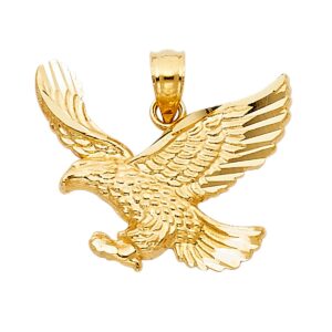 tgdj 14k yellow gold eagle pendant