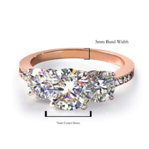 Samie Collection 2.42ctw CZ 3 Stone Love Wedding Engagement Ring for Women in 18k Rose Gold Plating