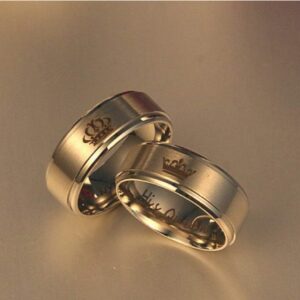 Her King/His Queen Ring Silver Stainless Steel Wedding Bands Engagement Promise Rings Anniversary Present (stainless-steel (her king), 7.5)