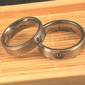 Her King/His Queen Ring Silver Stainless Steel Wedding Bands Engagement Promise Rings Anniversary Present (stainless-steel (her king), 7.5)