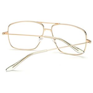 Dollger Classic Glasses Clear Lens Non Prescription Metal Frame Eyewear Men Women Gold