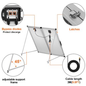 DOKIO Portable Foldable 150W 18v Solar Suitcase Monocrystalline, Folding Solar Panel Kit with Controller to Charge 12 Volts Batteries (AGM Lead/Acid Types Vented Gel) RV Camping Boat