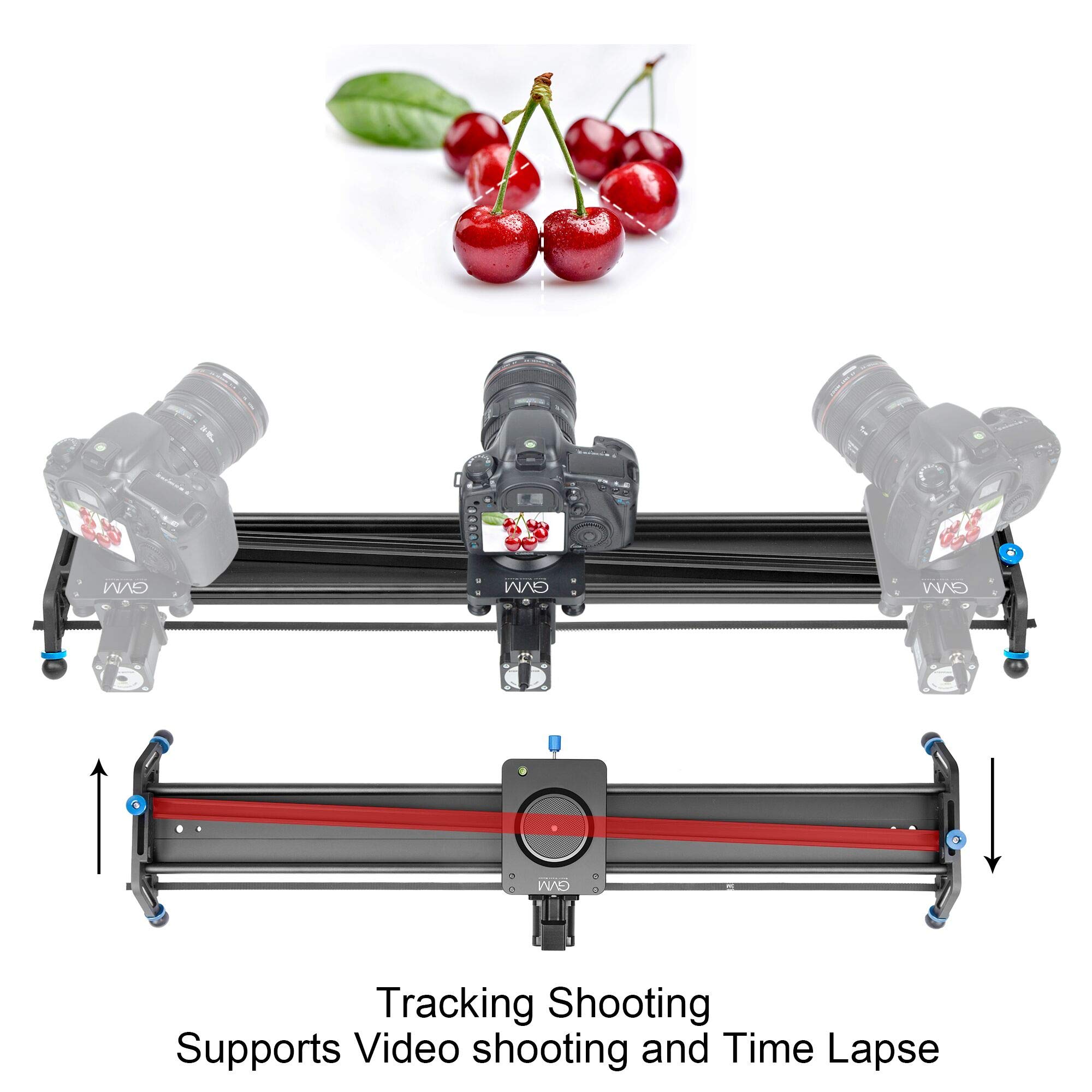 GVM Motorized Camera Slider, 31" Aluminum Alloy Track Dolly Rail Camera Slider with Tracking Shooting, 120 Degree Panoramic Shooting and Time-Lapse Photography for Most DSLR Cameras