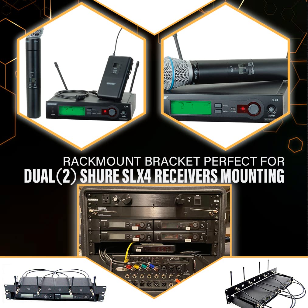 1U Rack Mount Bracket Kit Fit for SLX4 SLXs SLXD4 Wireless Mic Dual Receivers Combining Together, Extra Strong