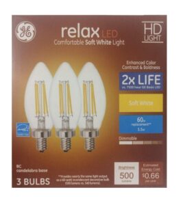 ge relax 3-pack 60 w equivalent dimmable soft white b led light fixture light bulbs