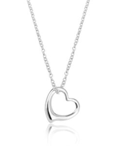 altitude boutique 18kt open heart necklace for women | silver plated necklace | lightweight, hypoallergenic, waterproof chain (silver)