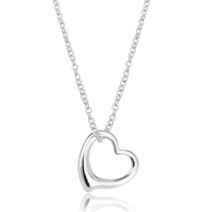 Altitude Boutique 18kt Open Heart Necklace For Women | Silver Plated Necklace | Lightweight, Hypoallergenic, Waterproof Chain (Silver)