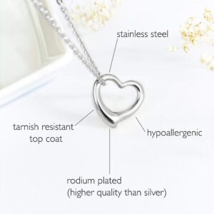 Altitude Boutique 18kt Open Heart Necklace For Women | Silver Plated Necklace | Lightweight, Hypoallergenic, Waterproof Chain (Silver)