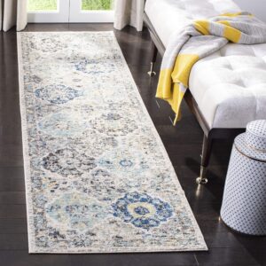 safavieh madison collection runner rug - 2'3" x 10', ivory & aqua, boho chic distressed design, non-shedding & easy care, ideal for high traffic areas in living room, bedroom (mad611a)