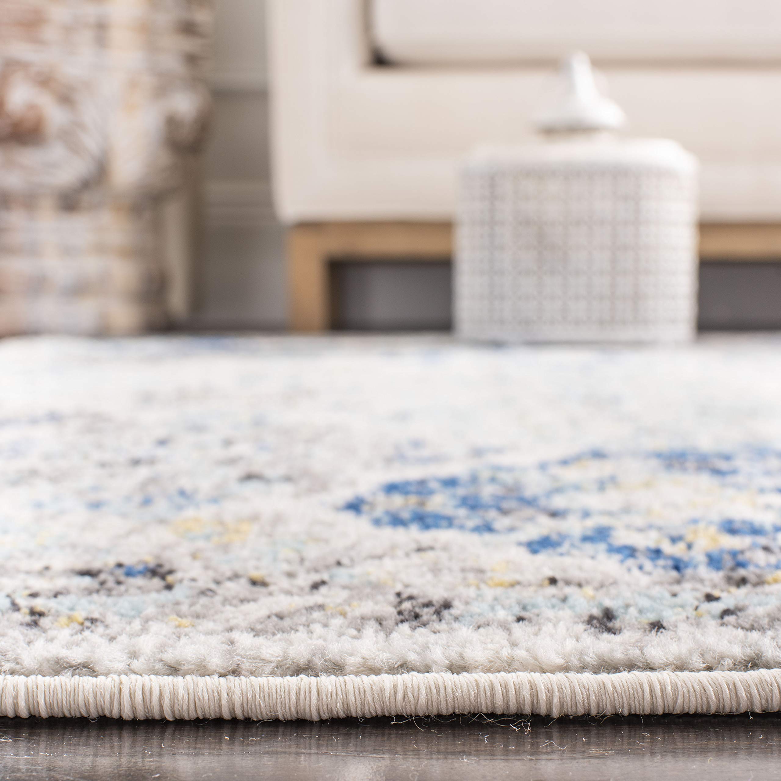 SAFAVIEH Madison Collection Runner Rug - 2'3" x 10', Ivory & Aqua, Boho Chic Distressed Design, Non-Shedding & Easy Care, Ideal for High Traffic Areas in Living Room, Bedroom (MAD611A)