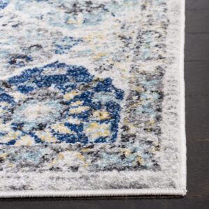 SAFAVIEH Madison Collection Runner Rug - 2'3" x 10', Ivory & Aqua, Boho Chic Distressed Design, Non-Shedding & Easy Care, Ideal for High Traffic Areas in Living Room, Bedroom (MAD611A)