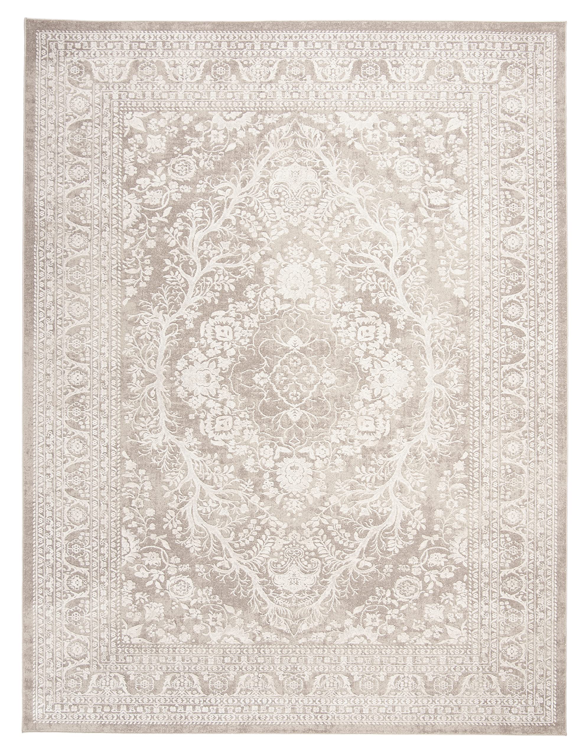 SAFAVIEH Reflection Collection Area Rug - 9' x 12', Beige & Cream, Boho Tribal Distressed Design, Non-Shedding & Easy Care, Ideal for High Traffic Areas in Living Room, Bedroom (RFT668A)