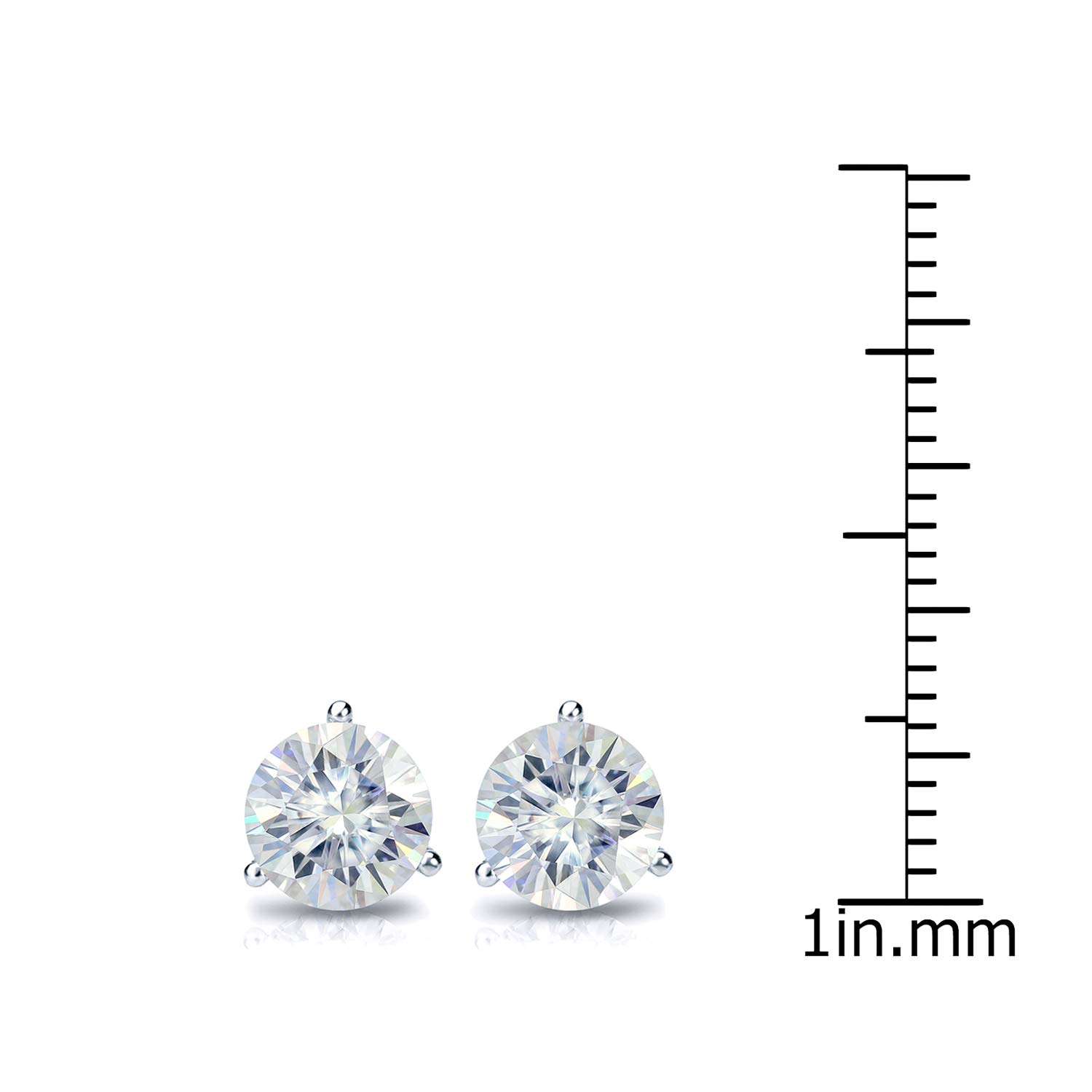 Diamond Wish - 1 1/2 Carat Moissanite Round Stud Earrings for Women in 14k Yellow Gold (J-K, TGW, 6 mm) 3-Prong Martini Screw Back