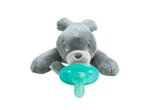 philips avent soothie snuggle pacifier holder with detachable pacifier, 0m+, seal, scf347/04- 1 count (pack of 1)