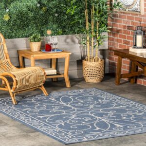 nuloom kathleen traditional indoor/outdoor area rug, 8x11, blue