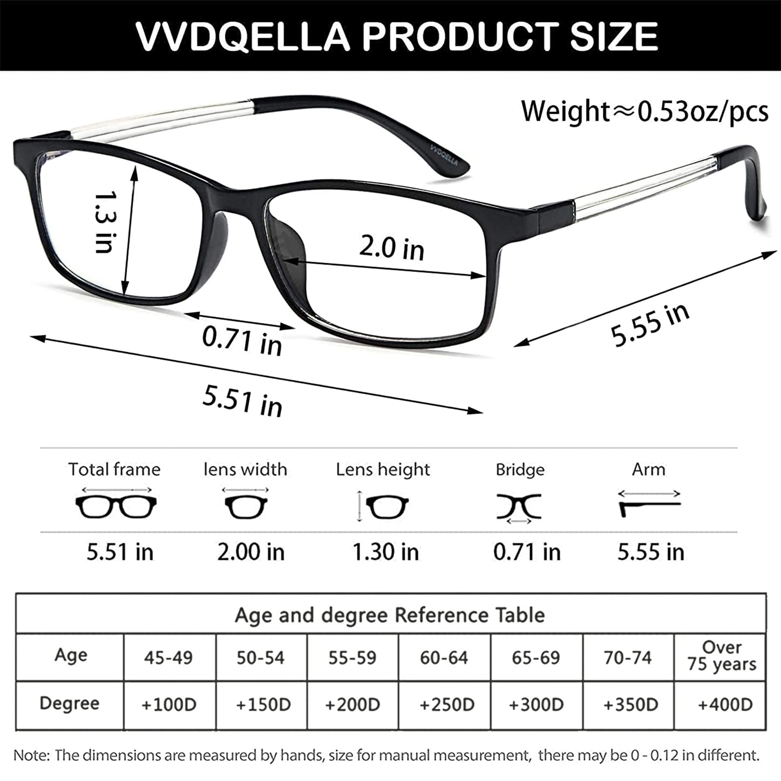 VVDQELLA Blue Light Blocking Reading Glasses Men Anti Glare Scratch Readers Women TR90 Lightweight Frame Computer Glasses (Black 1pc, 1.00)