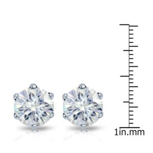 7 Carat Moissanite Round Stud Earrings for Women in 14k White Gold (J-K, TGW, 10 mm) 6-Prong Set Screw Back by Diamond Wish