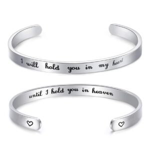 lparkin memorial bracelet i'll hold you in my heart until i hold you in heaven gifts for her remembrance jewelry (cuff)