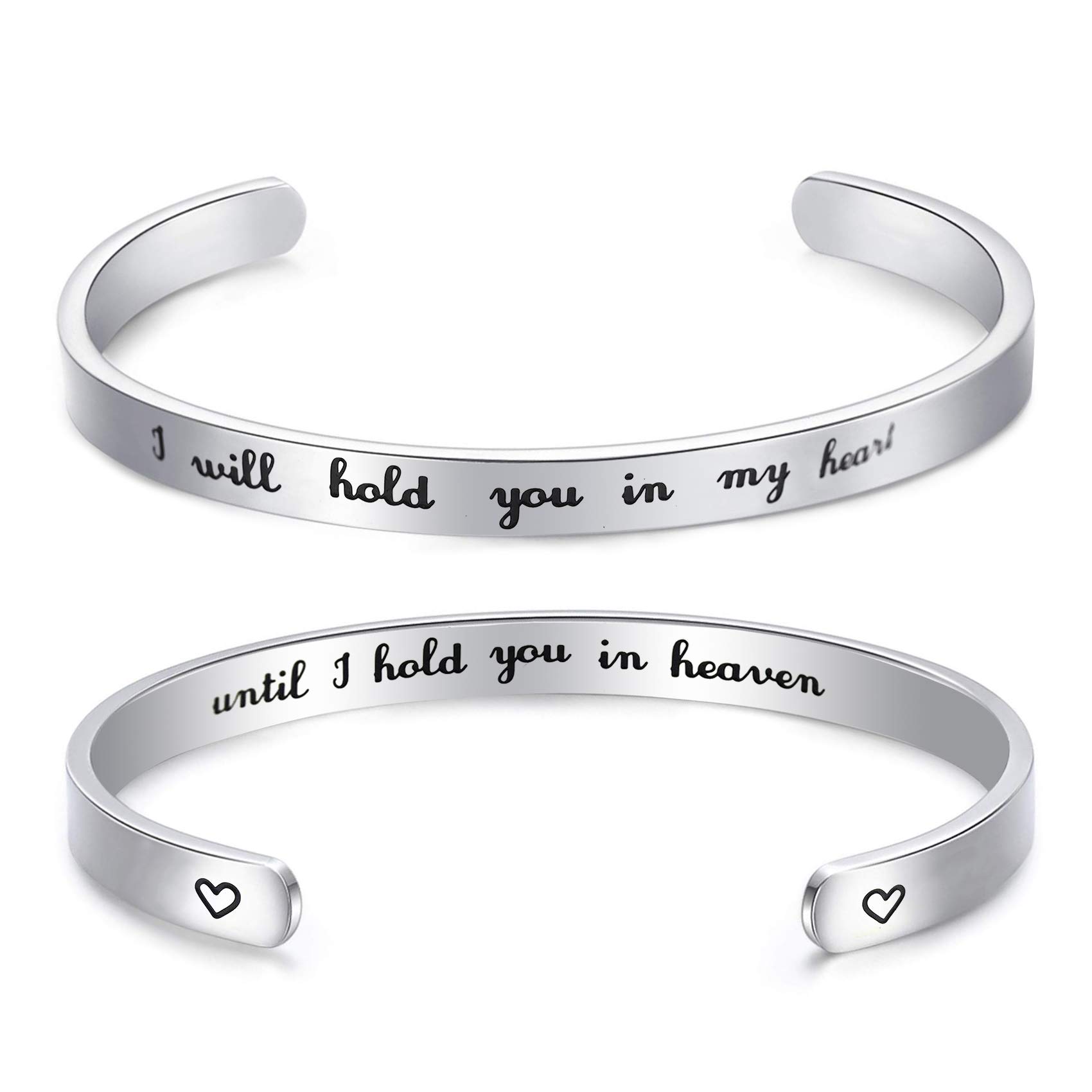 LParkin Memorial Bracelet I'll Hold You in My Heart Until I Hold You in Heaven Gifts for Her Remembrance Jewelry (Cuff)