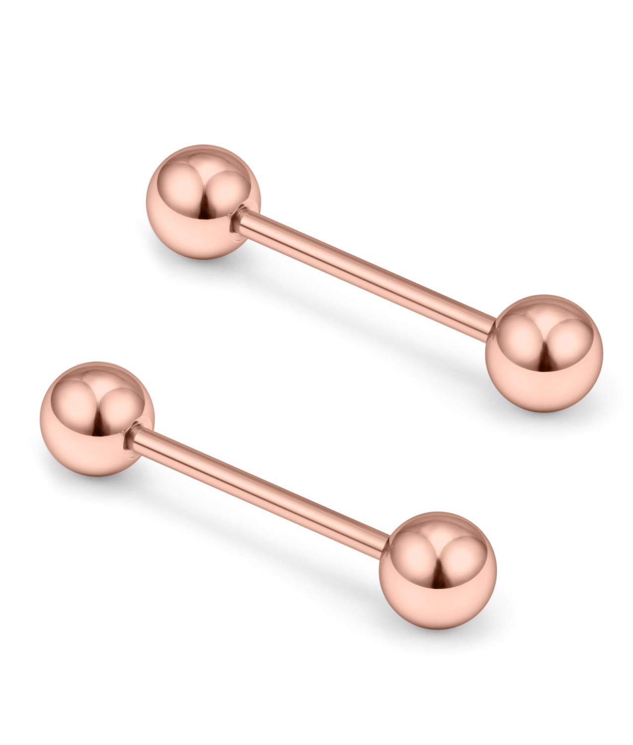 Ftovosyo 2PCS 16G 316L Stainless Steel Internally Threaded Tongue Nipple Shield Barbell Ring Bar Body Piercing Jewelry Retainer 14mm Rose Gold