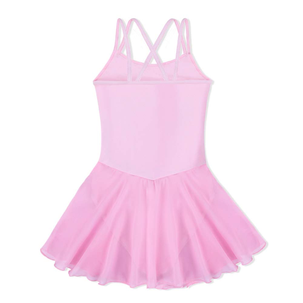 BAOHULU Girl's Skirted Leotards Camisole Cartoon Ballet Dance Tutu Dress B188_Pink_XL