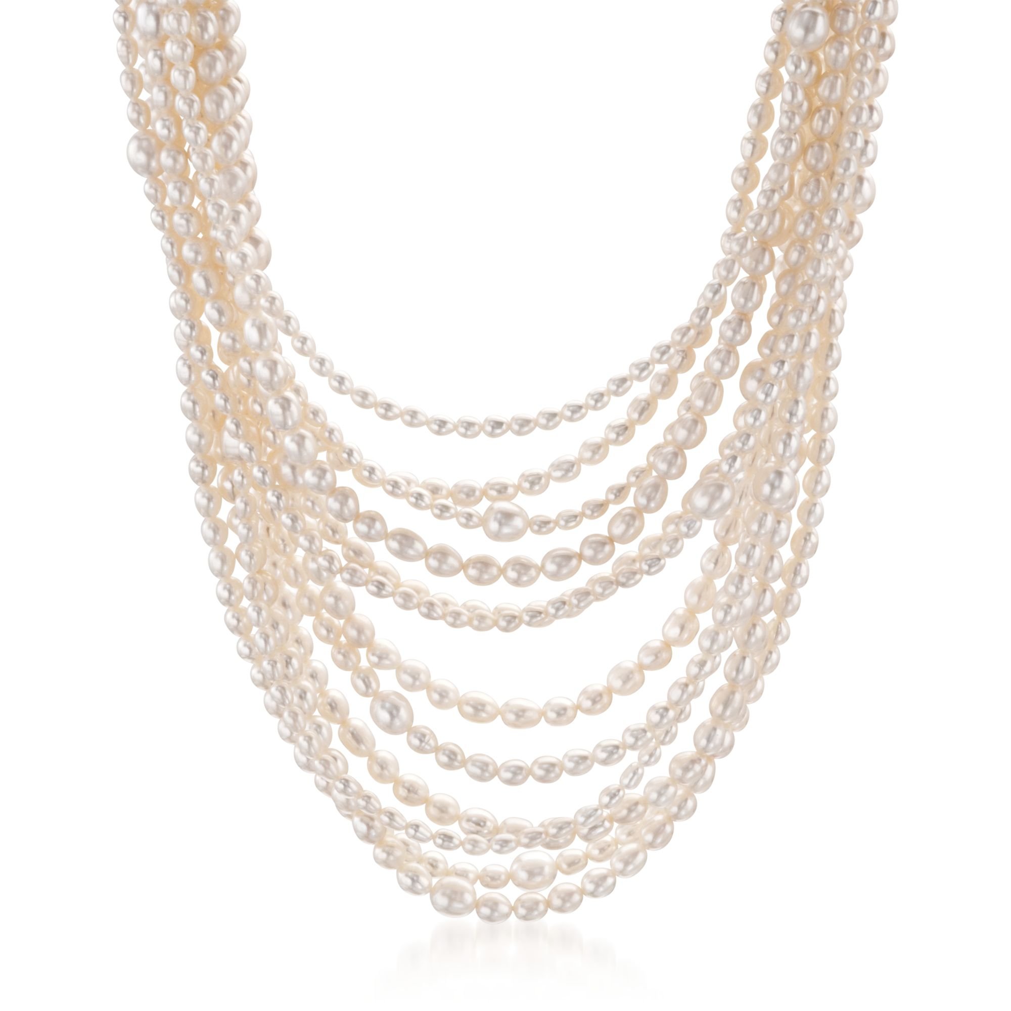 Ross-Simons 4-9mm Cultured Pearl Multi-Strand Necklace With Sterling Silver. 18 inches